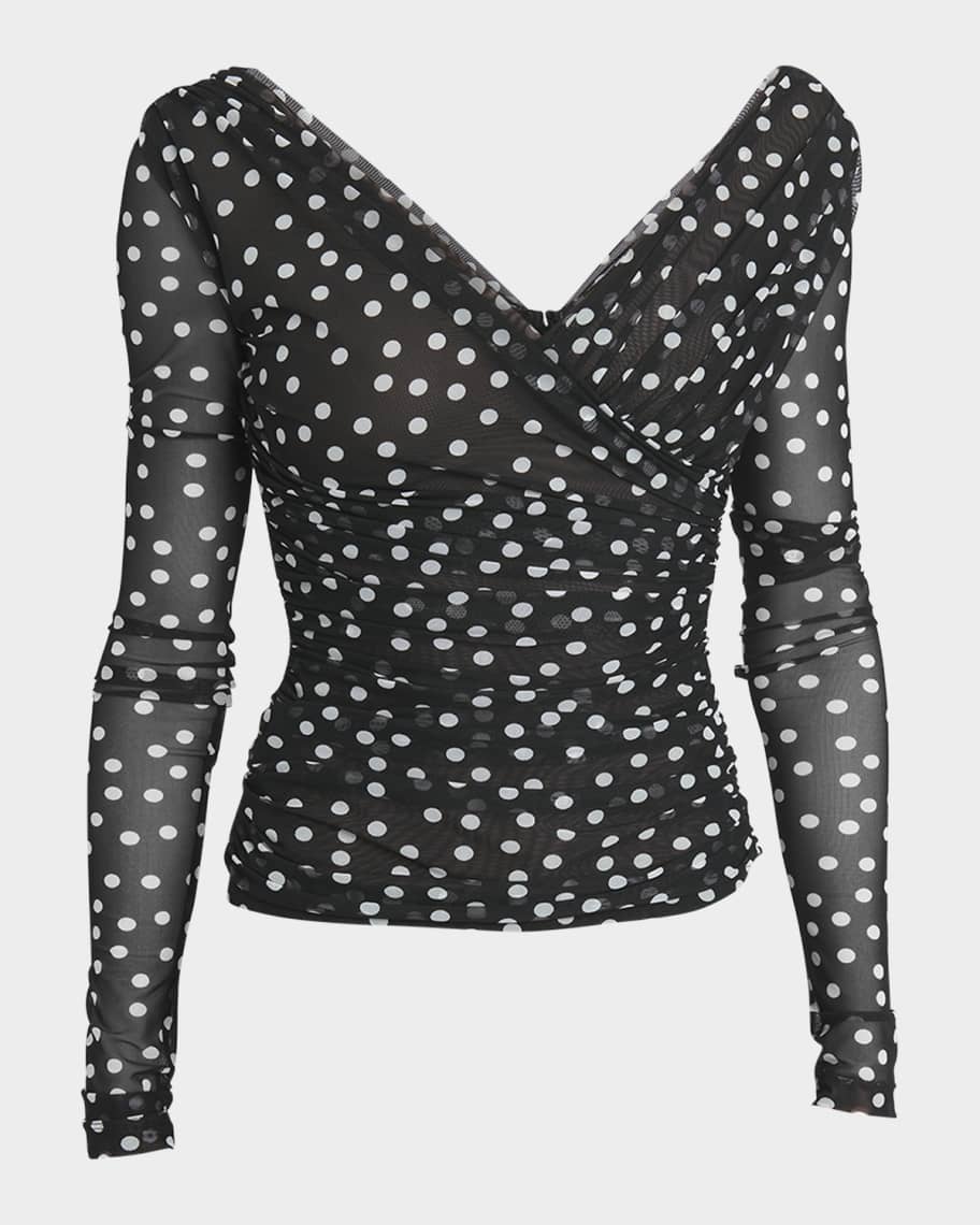 Dolce&Gabbana Polka-Dot Tulle Wrap Top | Neiman Marcus