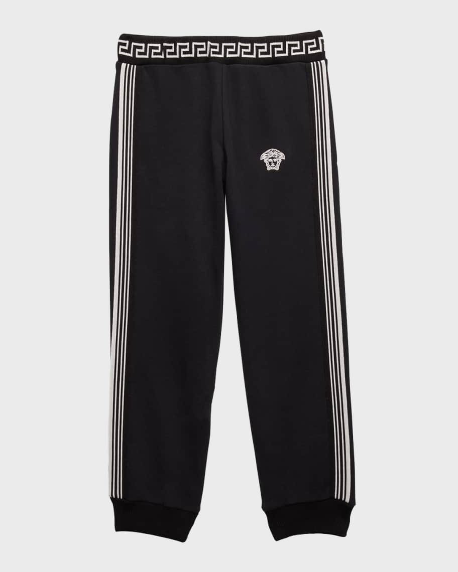 Versace Boy's Greca Trim Striped Joggers, Size 4-6 | Neiman Marcus