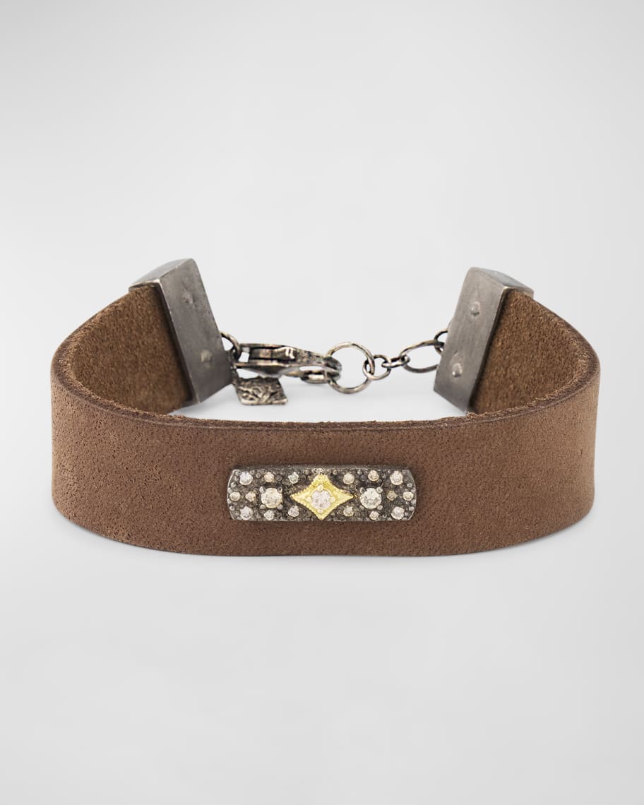 Armenta Diamond Pave Bar Leather Bracelet | Neiman Marcus