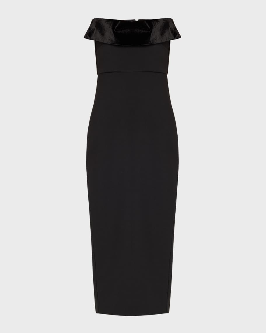Roland Mouret Strapless Crepe Midi Dress | Neiman Marcus