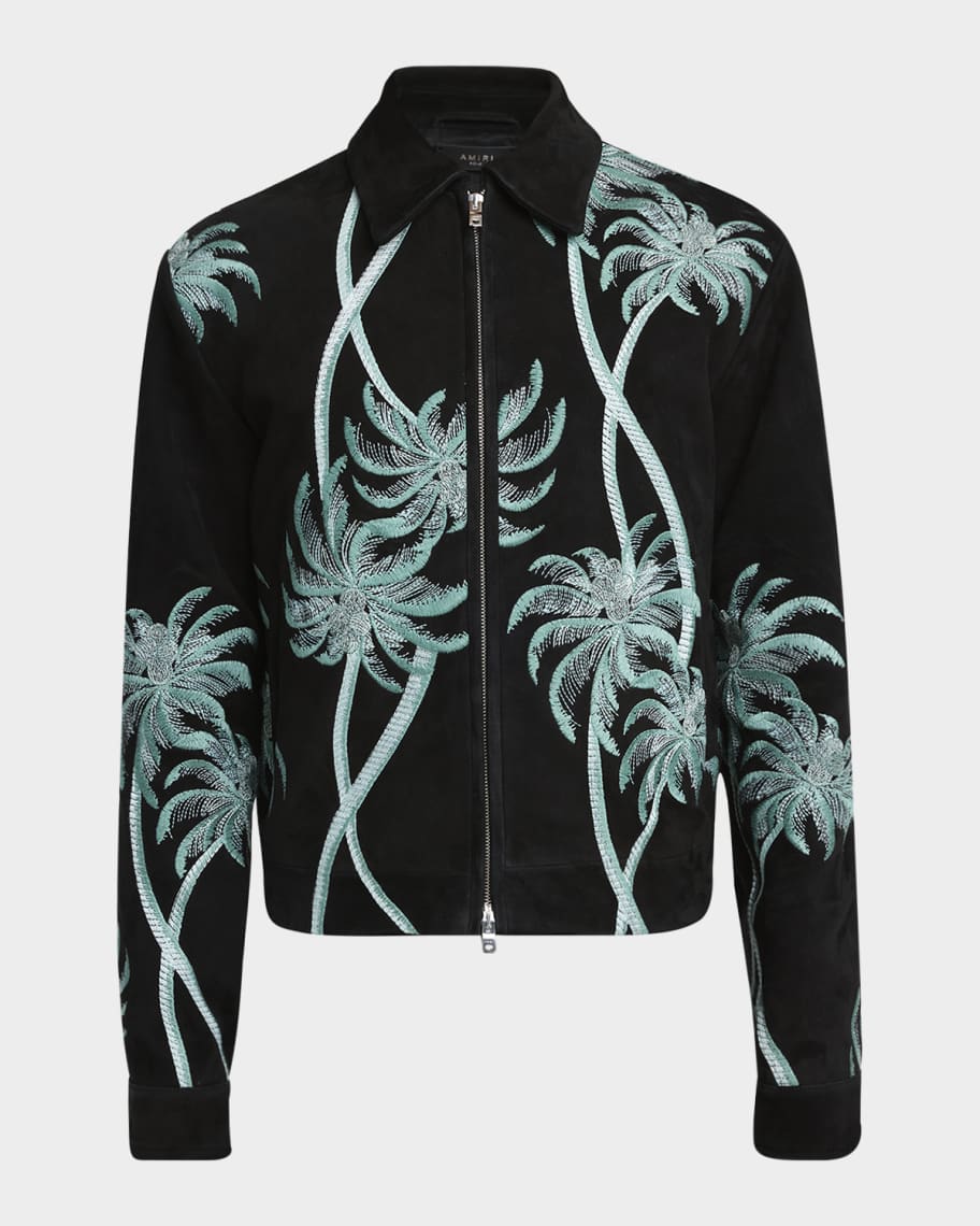 Amiri Men's Suede Palm Blouson Jacket | Neiman Marcus