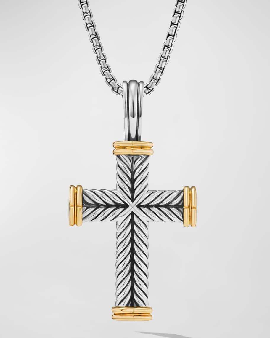 David Yurman Men's Chevron Cross Pendant in Silver, 24mm | Neiman Marcus