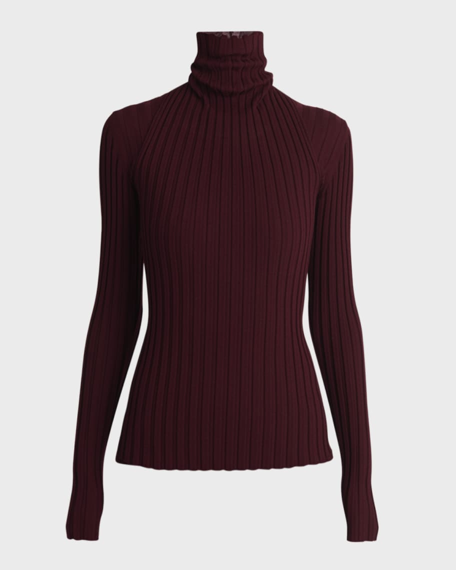 Ferragamo Ribbed Double-Layer Turtleneck Sweater | Neiman Marcus