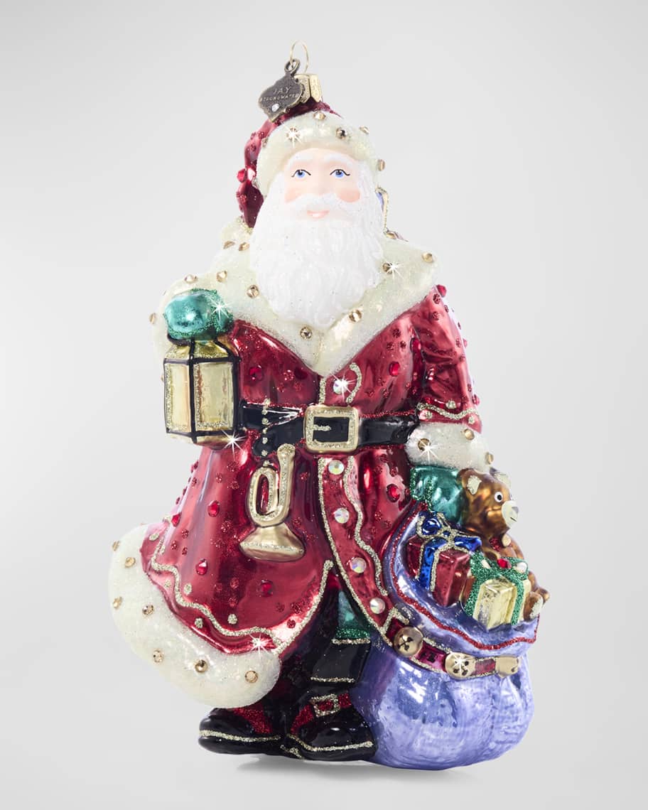 Jay Strongwater Bountiful Santa Glass Christmas Ornament | Neiman Marcus