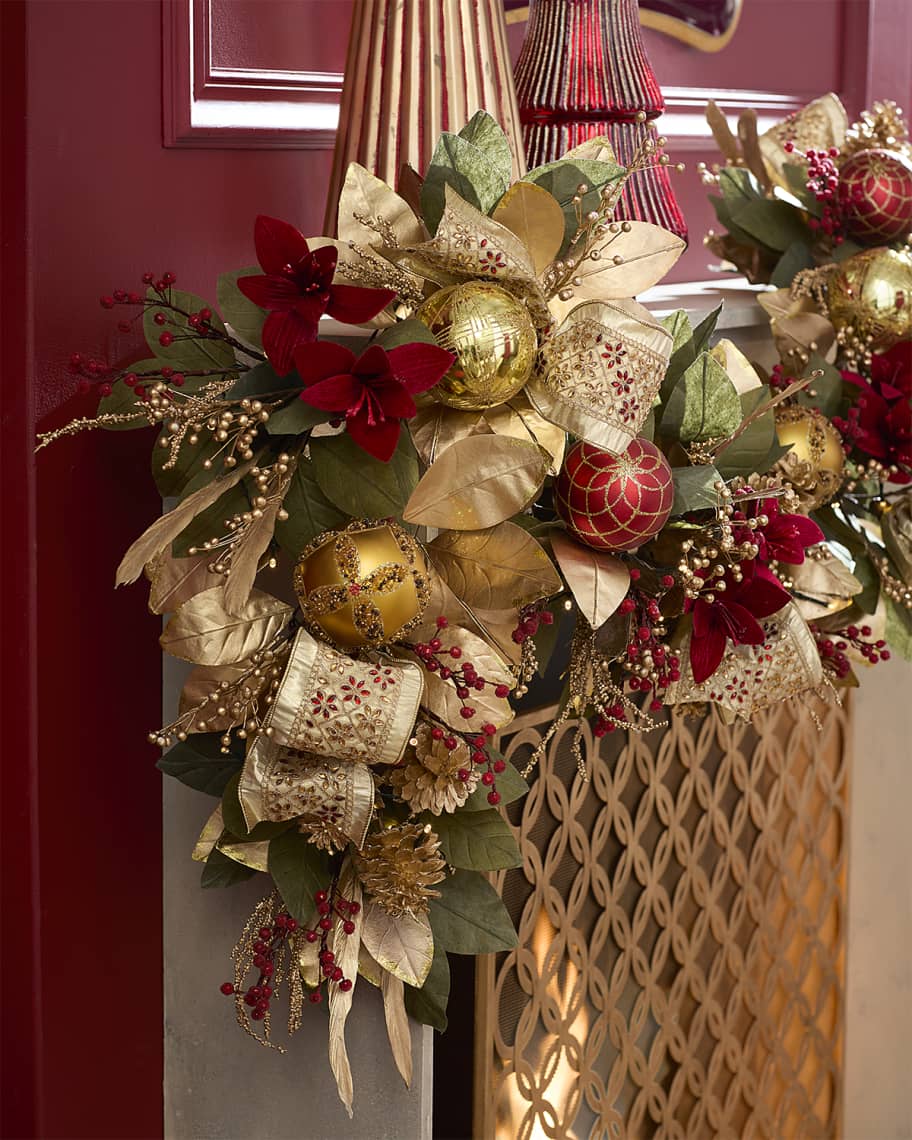 Neiman Marcus 6' Gold Christmas Pre-Lit Garland | Neiman Marcus