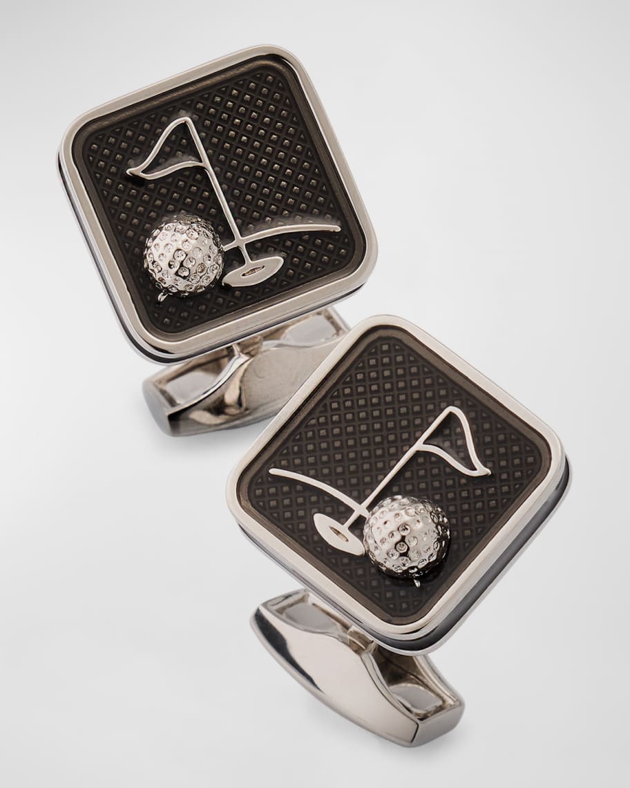 Tateossian Men's Sports Ice Golf Cufflinks in Palladium Plated with ...