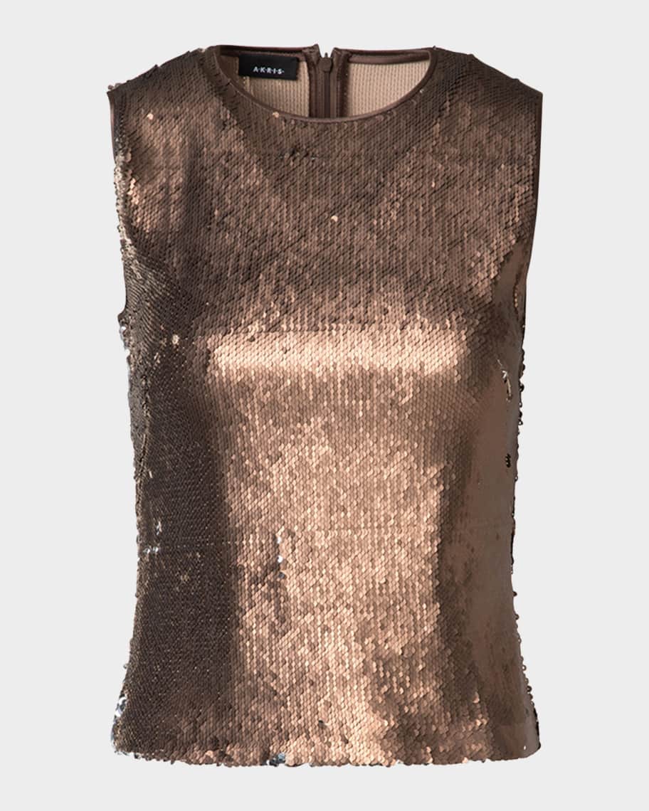 Akris Bi-Color Sequin Top | Neiman Marcus