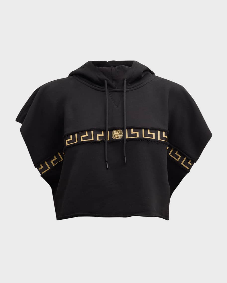 Versace Greca Cropped Short-Sleeve Hoodie | Neiman Marcus