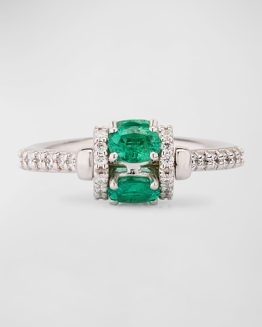 Miseno Procida 18K White Gold Rotating Emerald and Diamond Ring ...