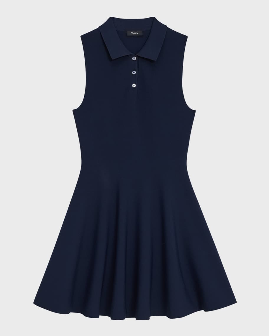 Theory Flared Sleeveless Mini Polo Dress | Neiman Marcus