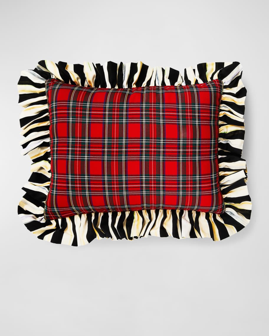 MacKenzie-Childs Tartan Stripe Ruffle Lumbar Pillow | Neiman Marcus