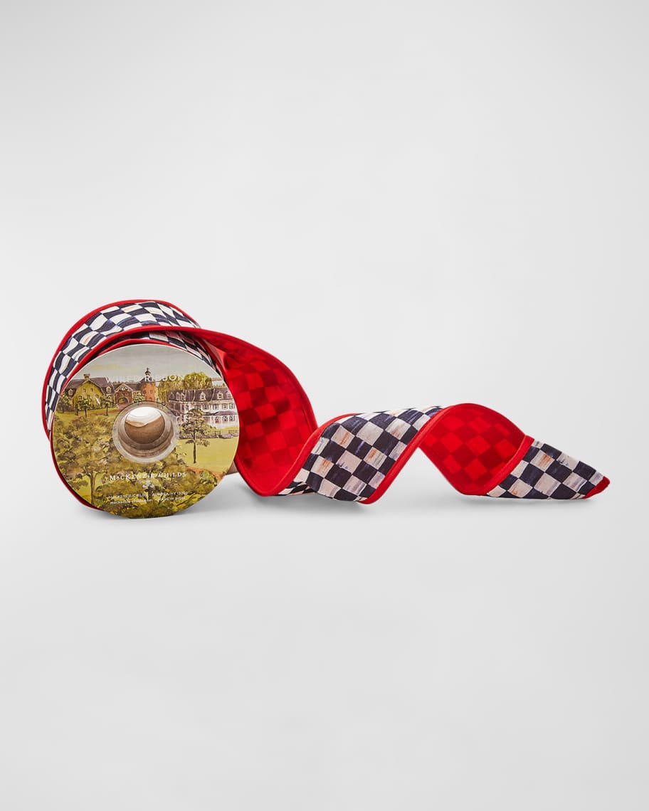 MacKenzie-Childs Courtly Check Red Back 2.5" Ribbon | Neiman Marcus
