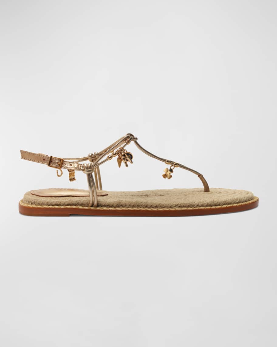 Schutz Mitchell Metallic Charms Thong Sandals | Neiman Marcus