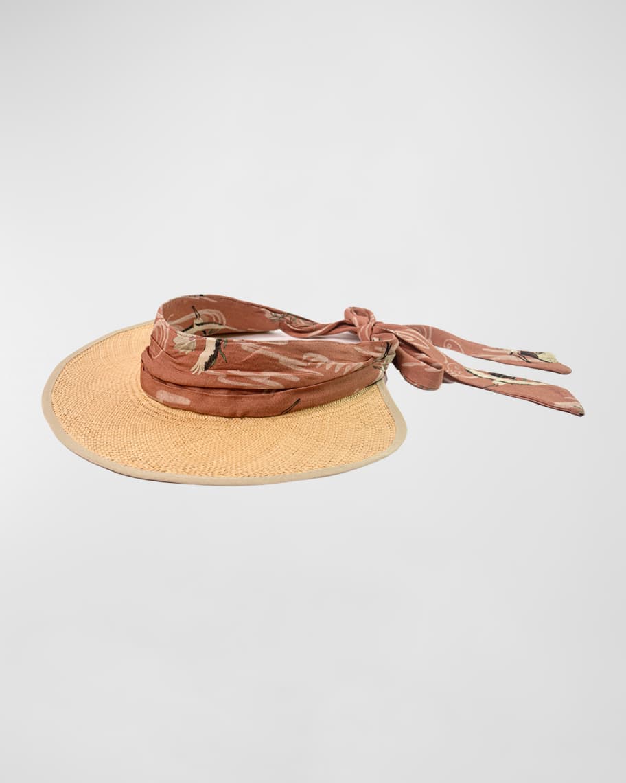 Sensi Studio Long Brim Mixed-Media Visor | Neiman Marcus
