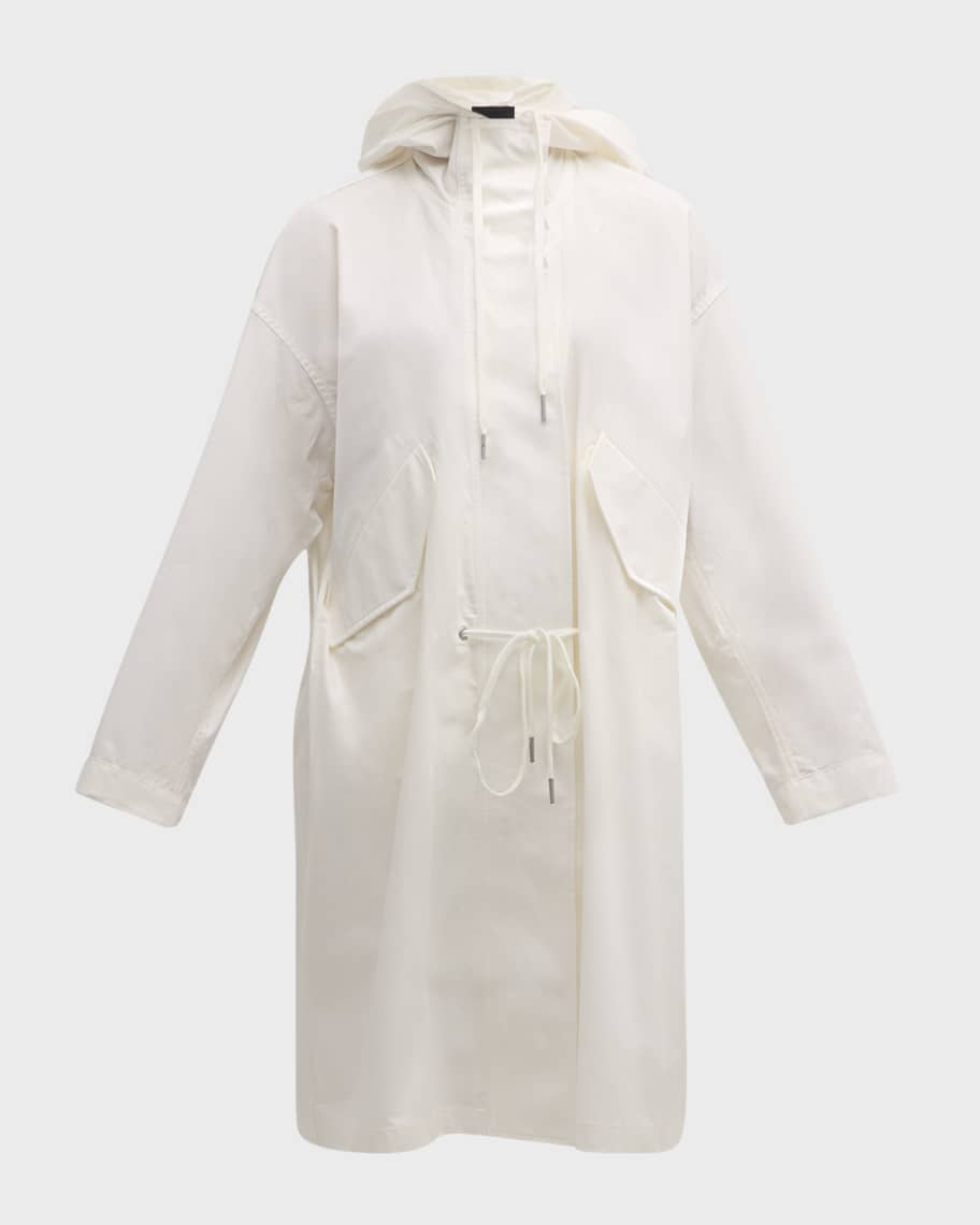 Nili Lotan Malcom Drawstring Hooded Long Anorak Jacket | Neiman Marcus