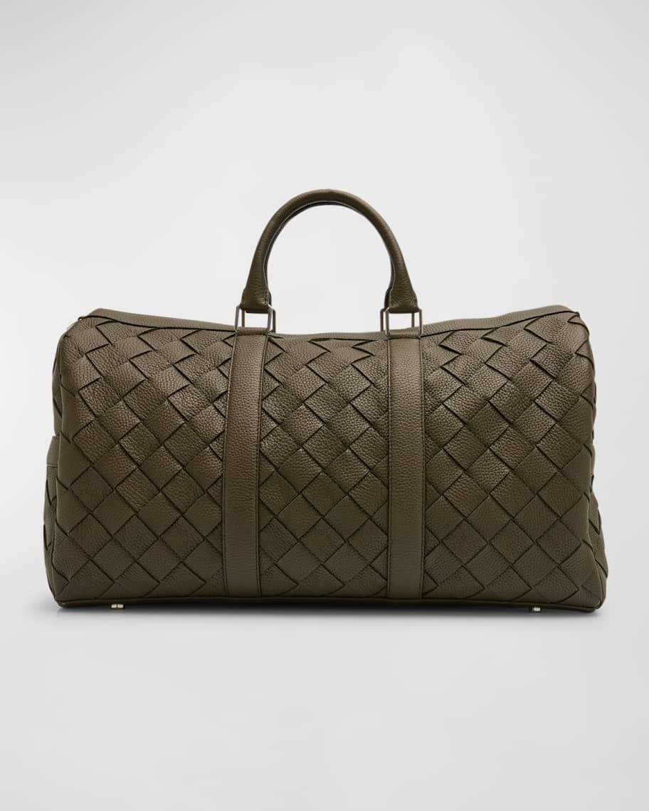 Bottega Veneta Men's Intrecciato Grained Leather Duffel Bag | Neiman Marcus