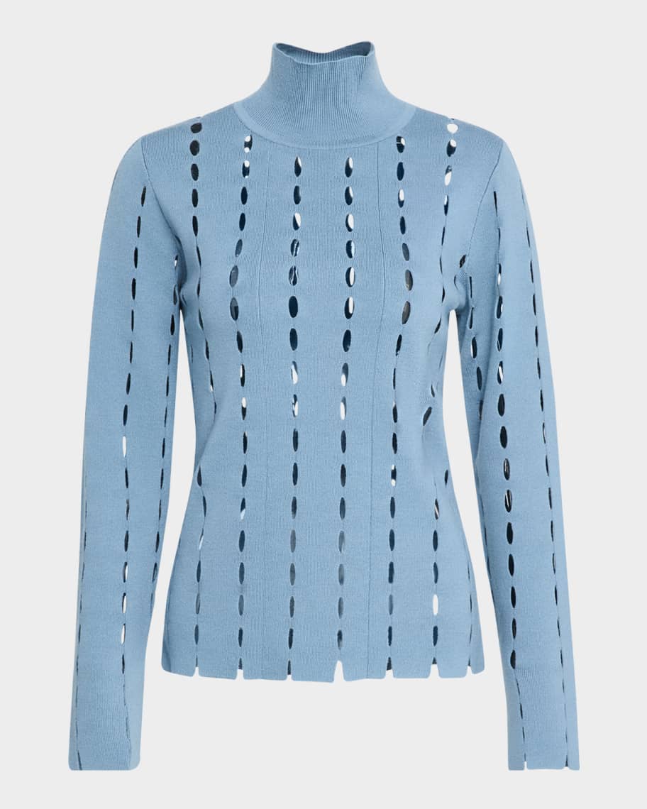 ZANKOV Ebru Open-Knit Turtleneck Long-Sleeve Sweater | Neiman Marcus