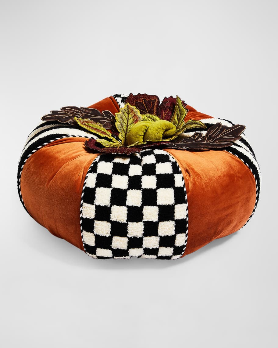 MacKenzie-Childs Harvest Check & Stripe Round Decorative Pillow ...