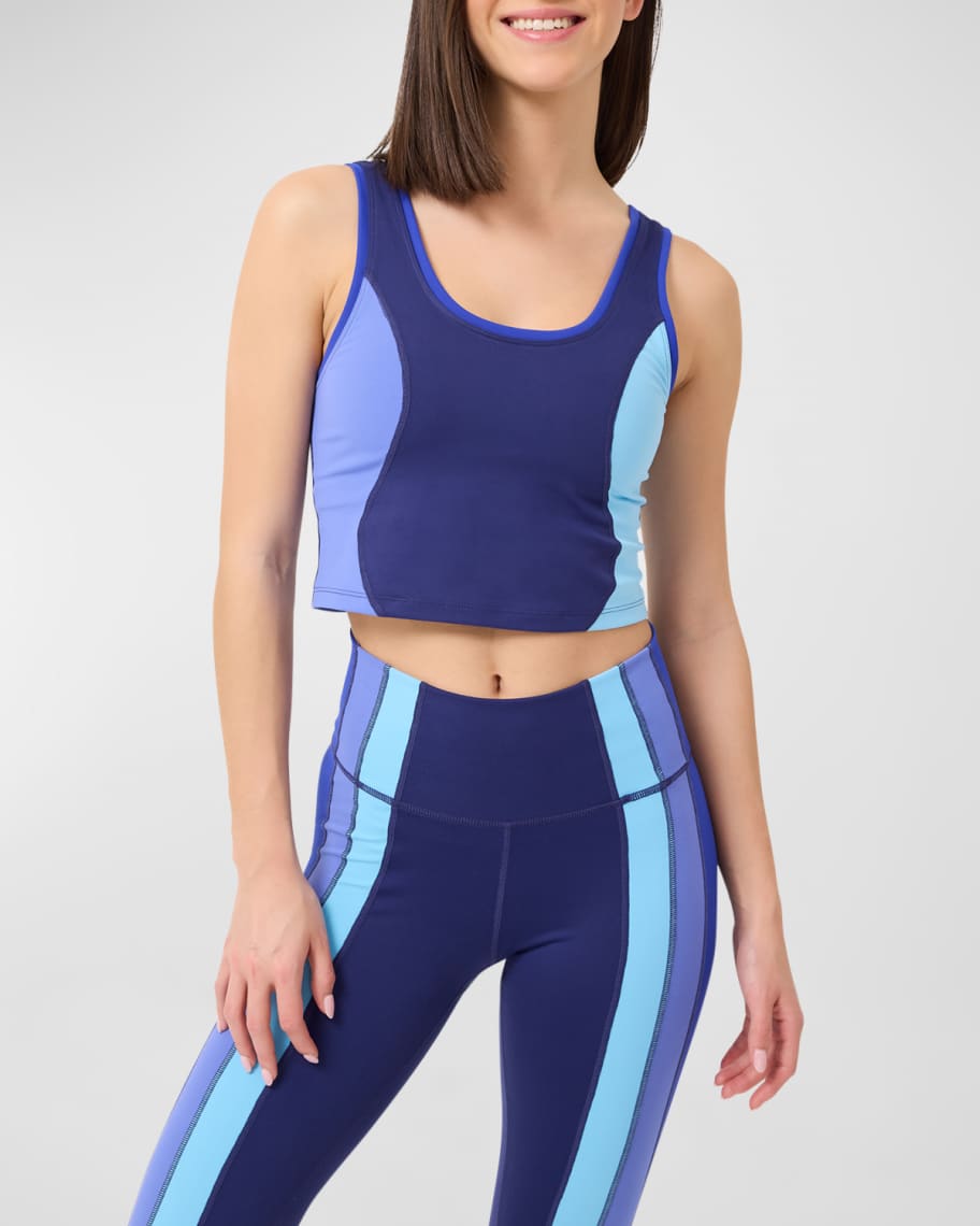 Terez TLC Princess Seam Colorblock Crop Top in Blues | Neiman Marcus