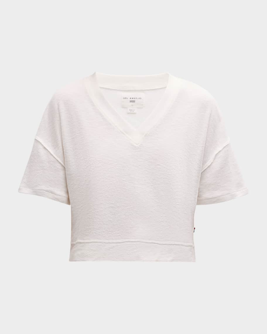 Sol Angeles Terry Raw V-Neck Pullover | Neiman Marcus