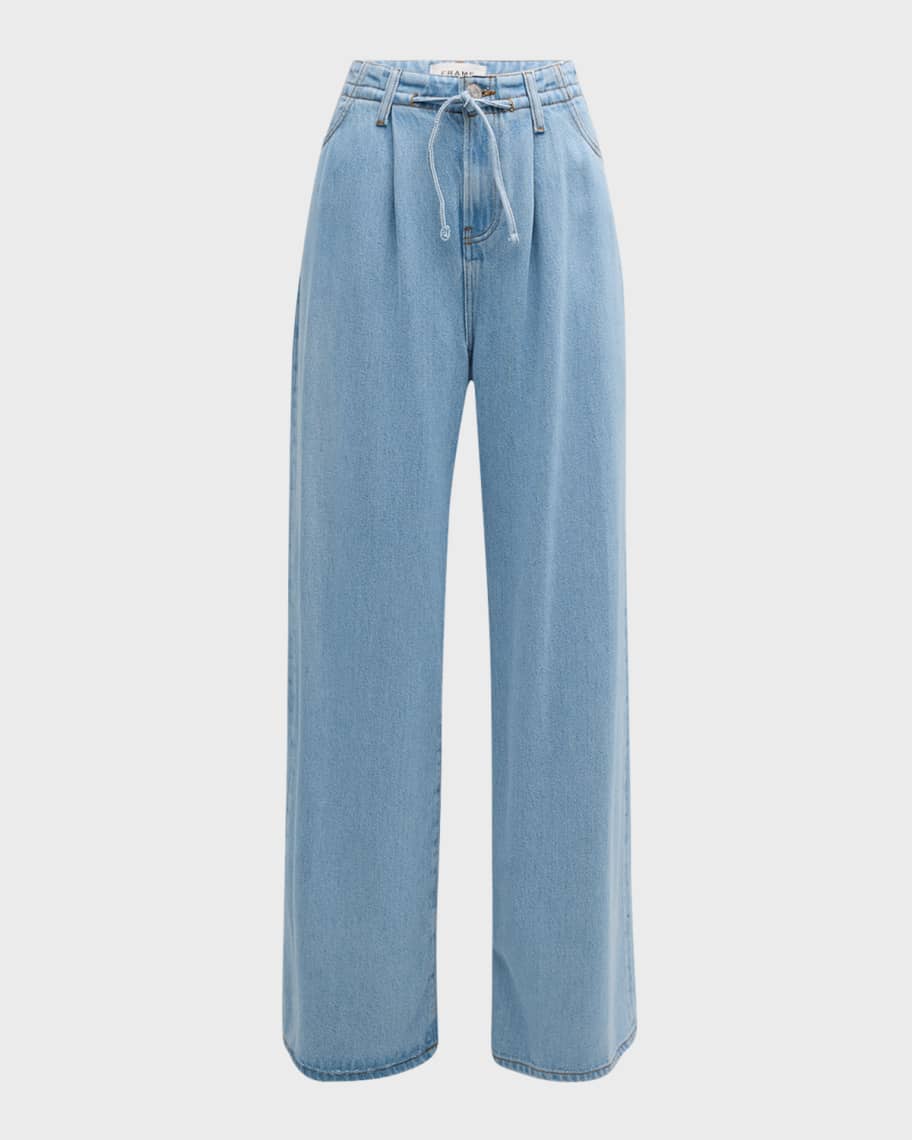 FRAME Super Drape Drawstring Wide-Leg Jeans | Neiman Marcus