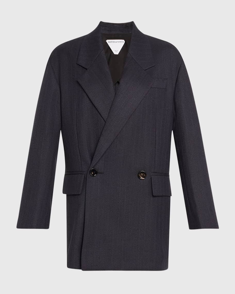 Bottega Veneta Subtle Stripe Double-Breasted Wool Jacket | Neiman Marcus