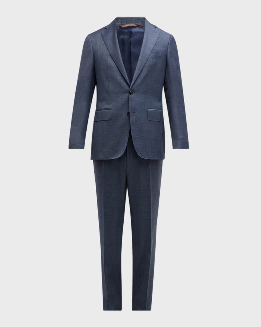 Canali Men's 130s Wool Tonal Check Suit | Neiman Marcus