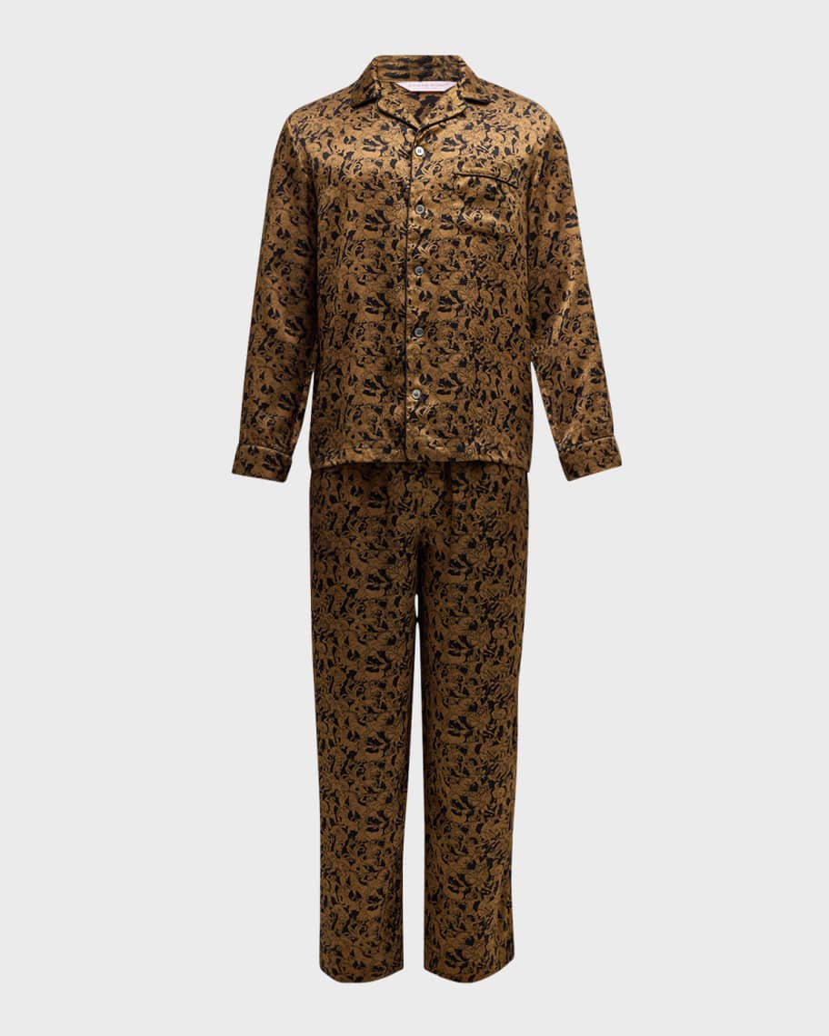 Derek Rose Men's Brindisi Silk Satin Pajama Set | Neiman Marcus