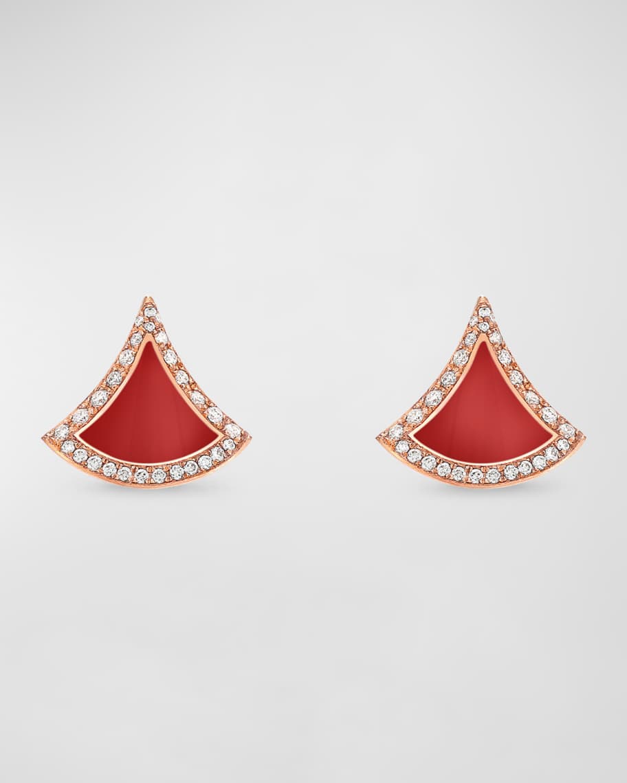 BVLGARI 18K Rose Gold Divas' Dream Carnelain Pave Stud Earrings ...