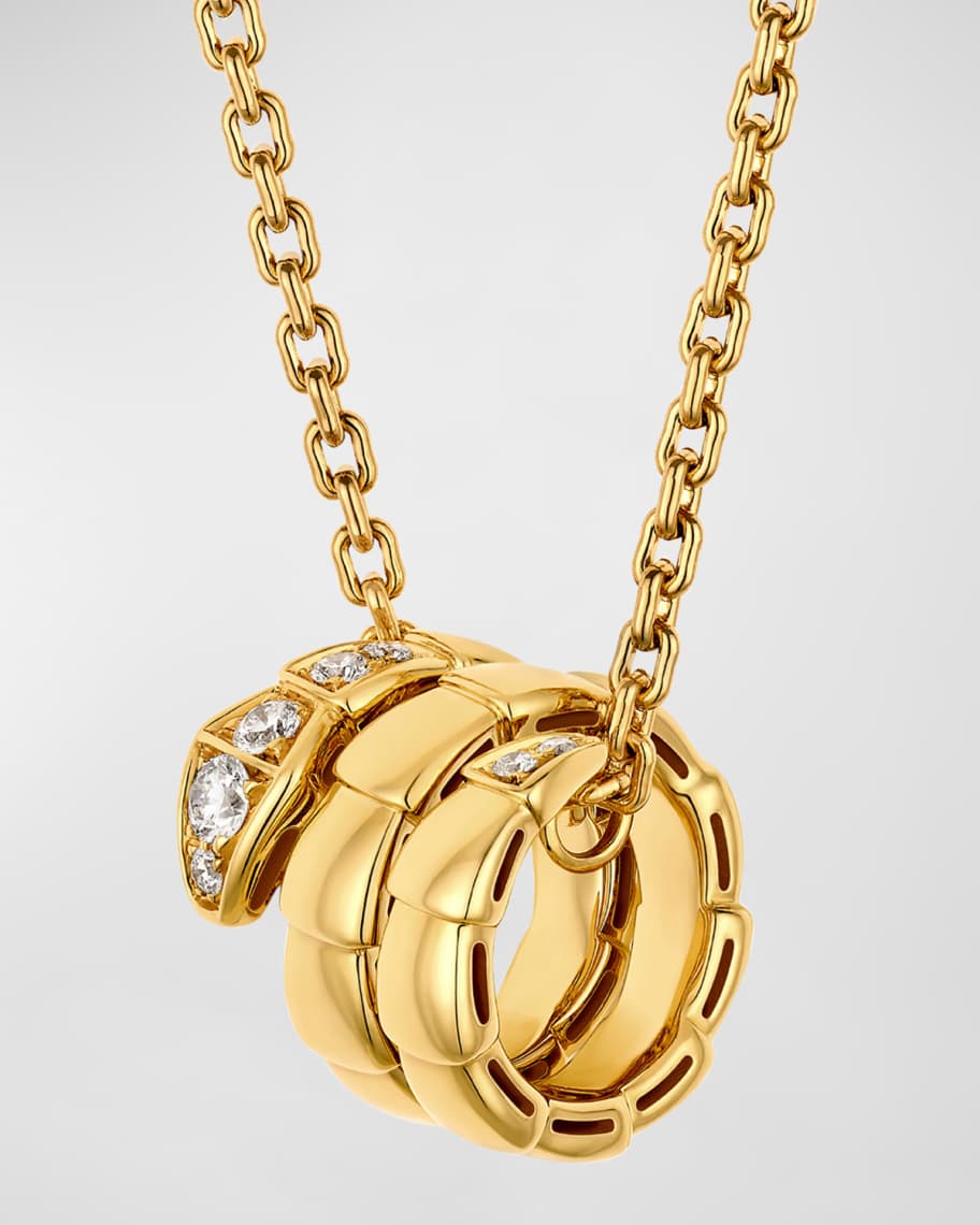 BVLGARI 18K Yellow Gold Serpenti Viper Diamond Tip Pendant | Neiman Marcus