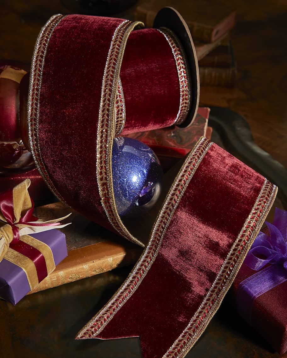 D. Stevens Velvet Jewel Edge Ribbon, 4" x 10 Yards | Neiman Marcus