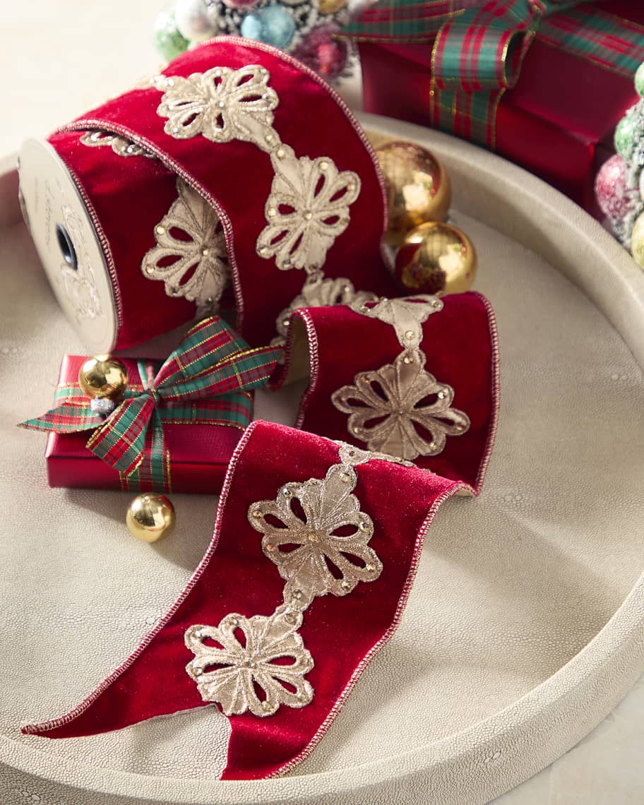 D. Stevens Velvet Scallop Jewel Embroidered Ribbon, 4" x 5 Yards ...