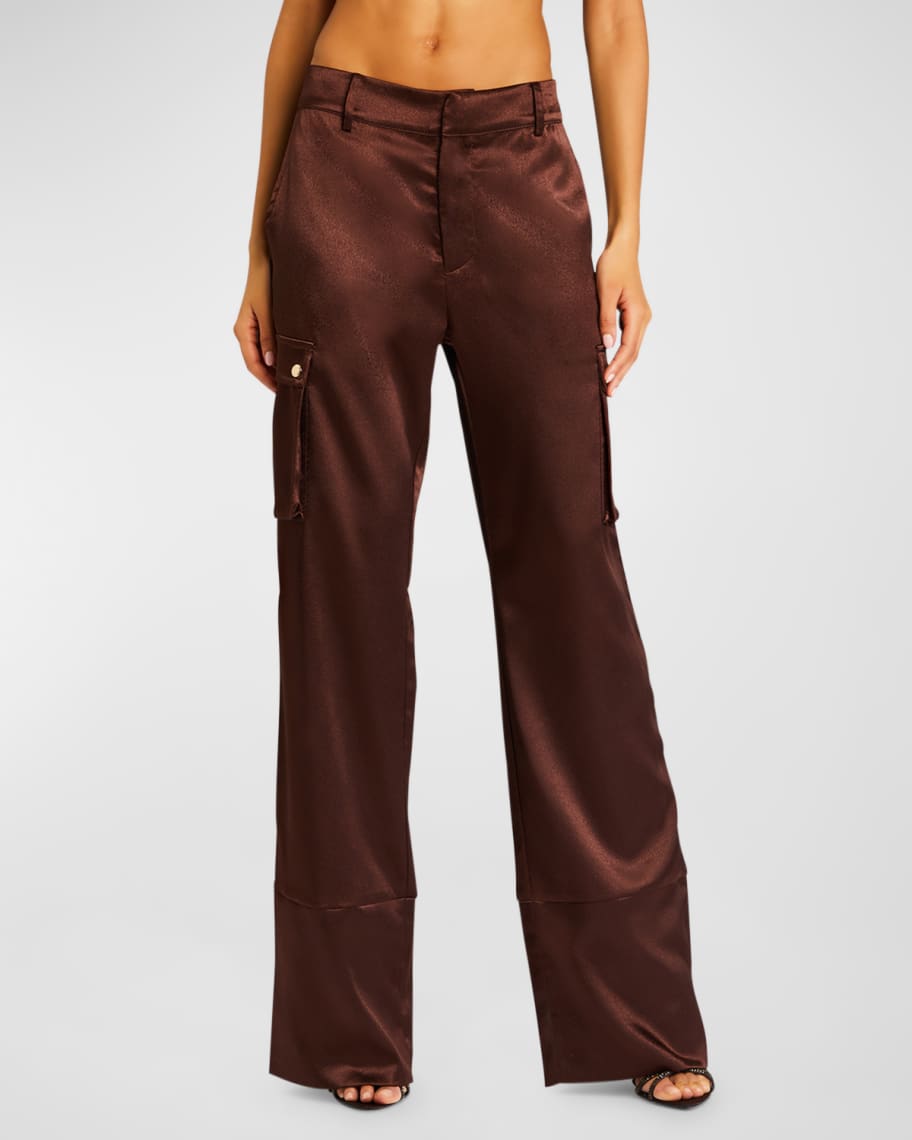 SEROYA Galia Satin Cargo Pants | Neiman Marcus