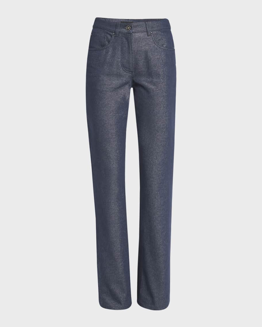 Giorgio Armani Bootleg Denim Jeans with Logo Embroidery | Neiman Marcus