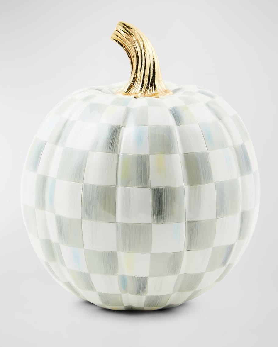 MacKenzie-Childs Sterling Check Small Pumpkin, 13.5" | Neiman Marcus
