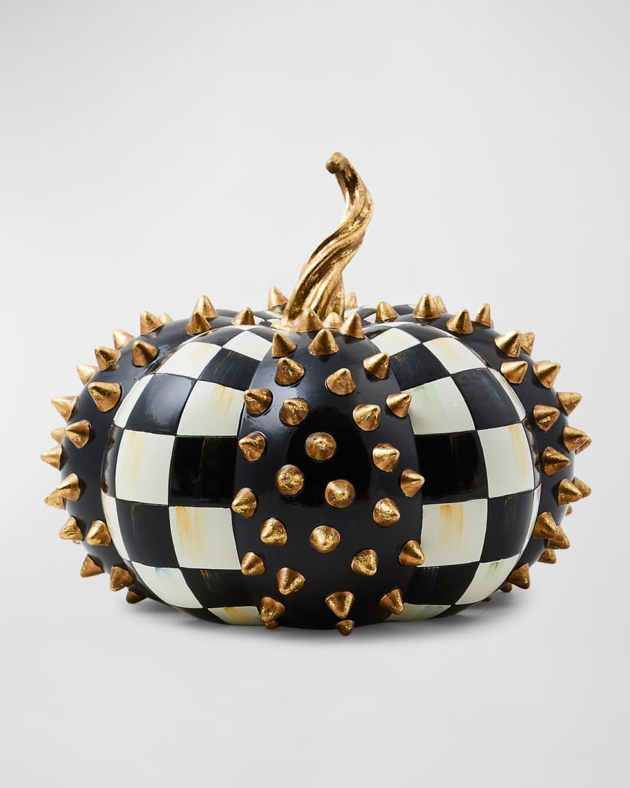 MacKenzie-Childs Courtly Check Squashed Golded Spikes Pumpkin | Neiman ...