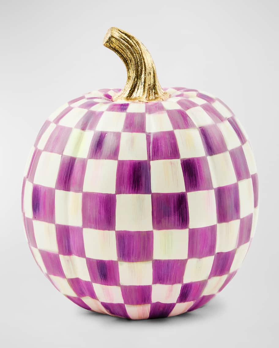 MacKenzie-Childs Plum Check Pumpkin, 10" | Neiman Marcus