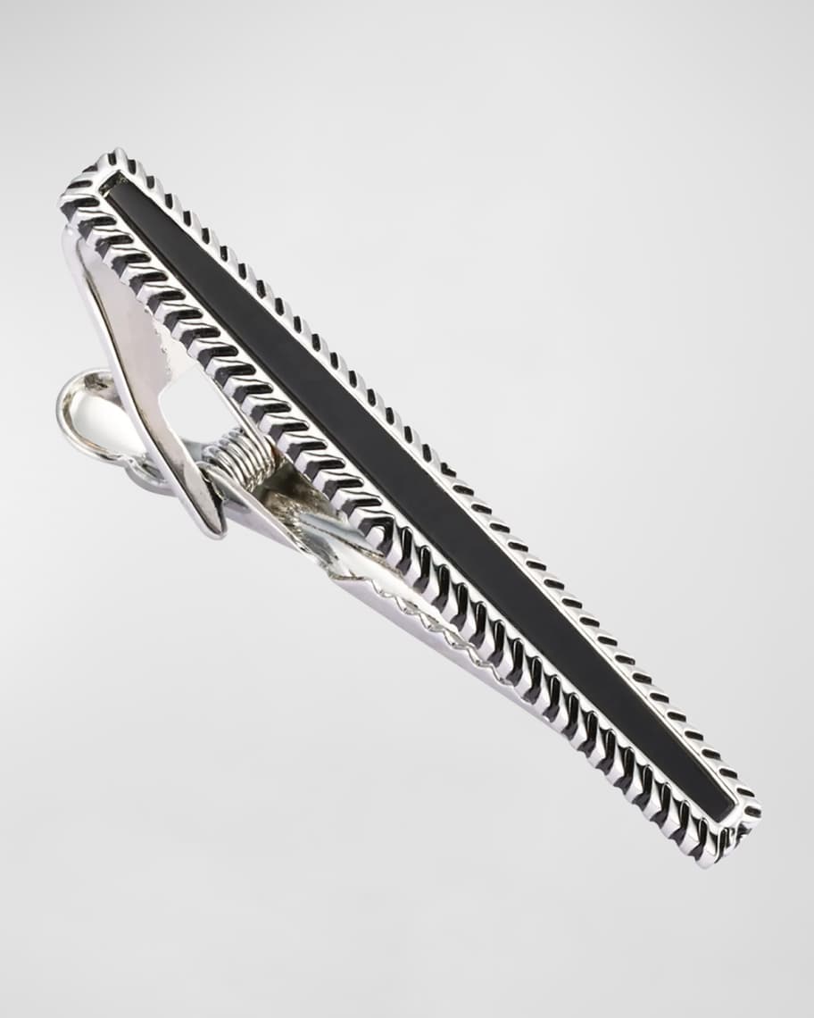 Link Up Men's Black Obsidian Wavy Frame Tie Bar | Neiman Marcus