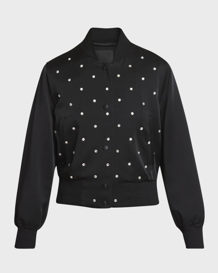 Givenchy Crystal Embellished Satin Bomber Jacket | Neiman Marcus