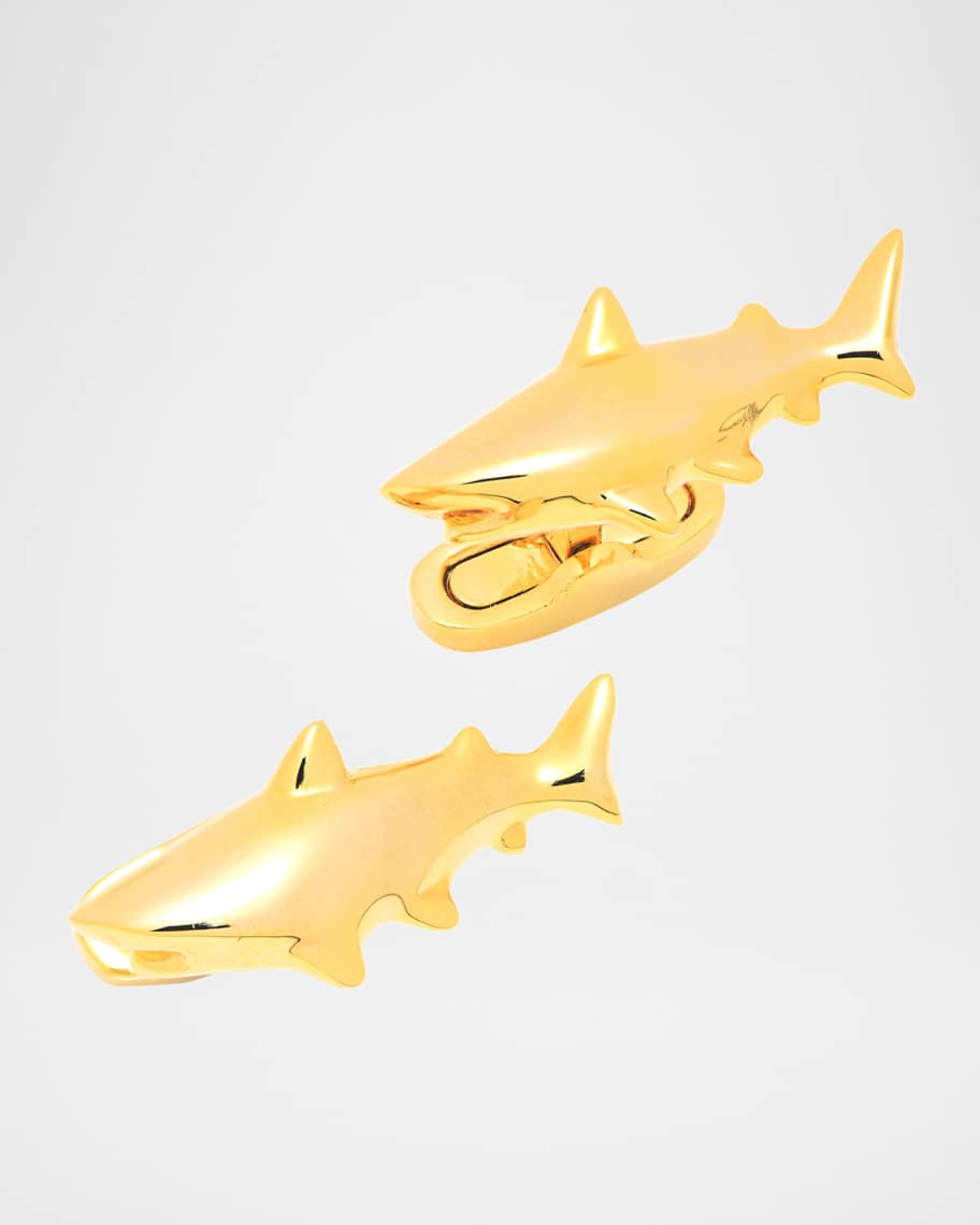 Link Up Men's Gold-Tone Shark Cufflinks | Neiman Marcus
