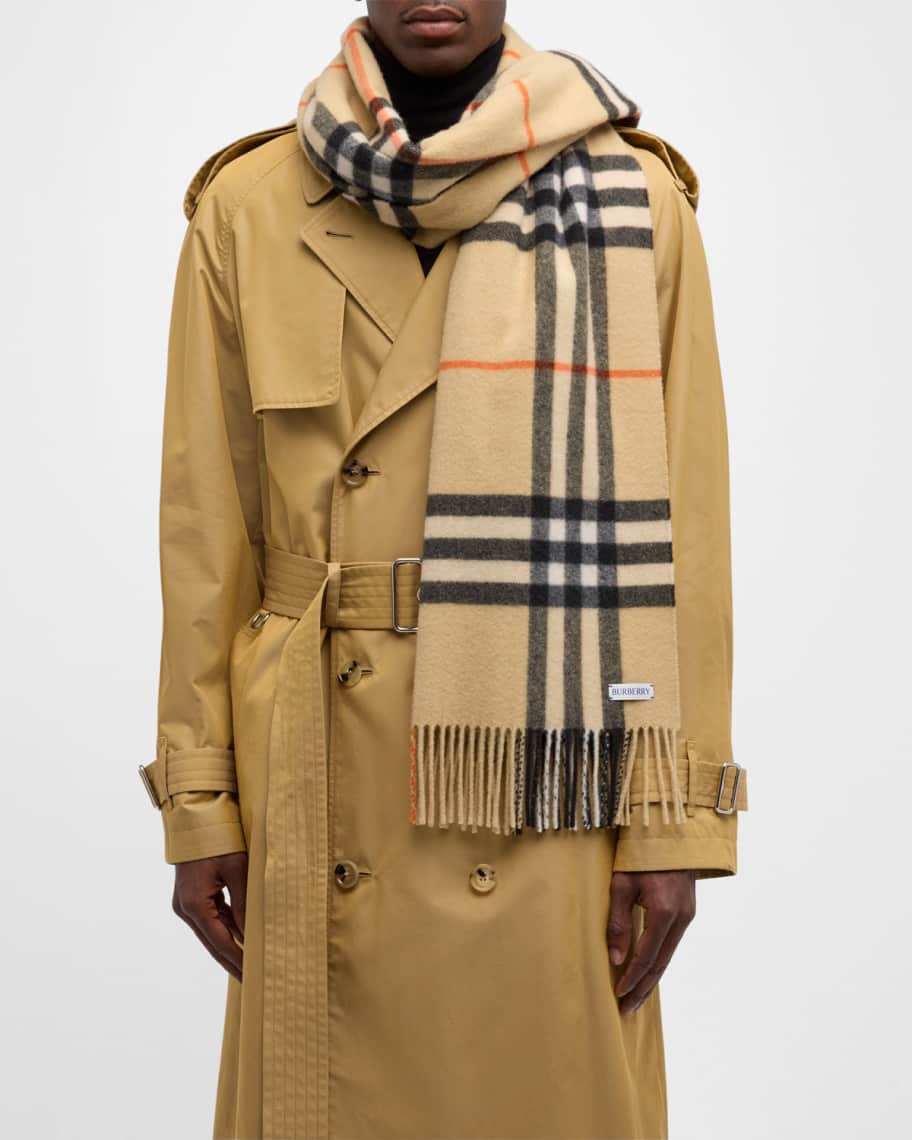 Burberry Men's Giant Check Cashmere Scarf | Neiman Marcus