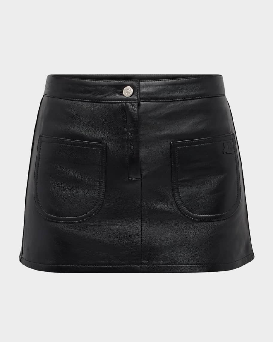Courreges 2-Pocket Vintage Leather Mini Skirt | Neiman Marcus