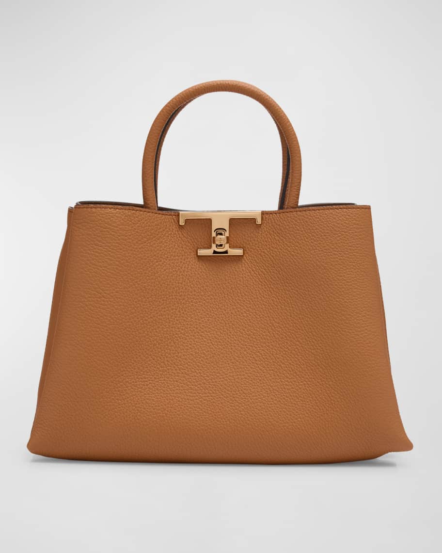 Tod's Small Leather T Timeless Tote Shopping Bag | Neiman Marcus