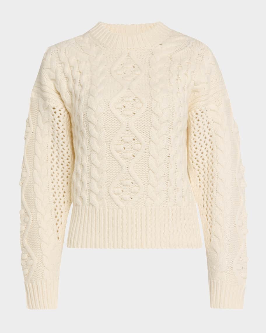 Loulou De Saison Eustace Cable Wool Cashmere Sweater | Neiman Marcus