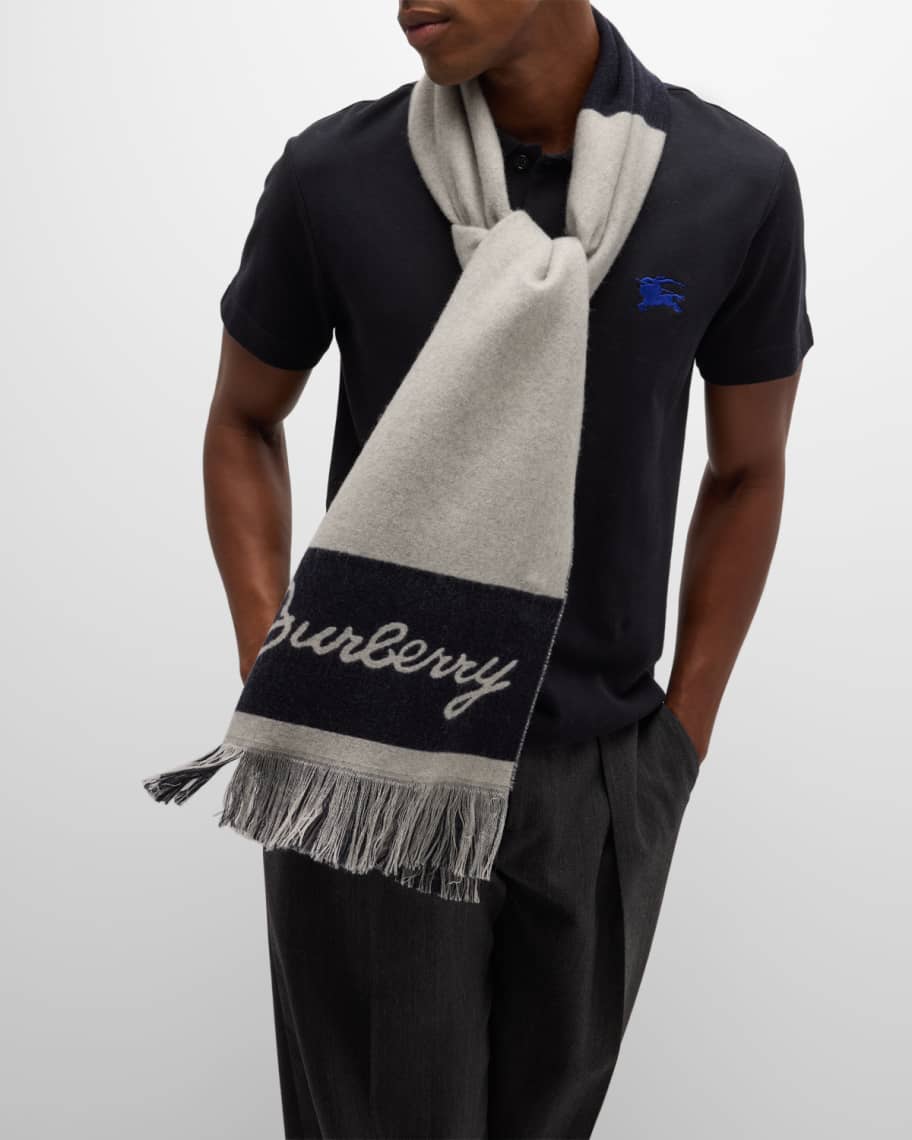 Burberry Men's Cashmere Football Logo Scarf | Neiman Marcus
