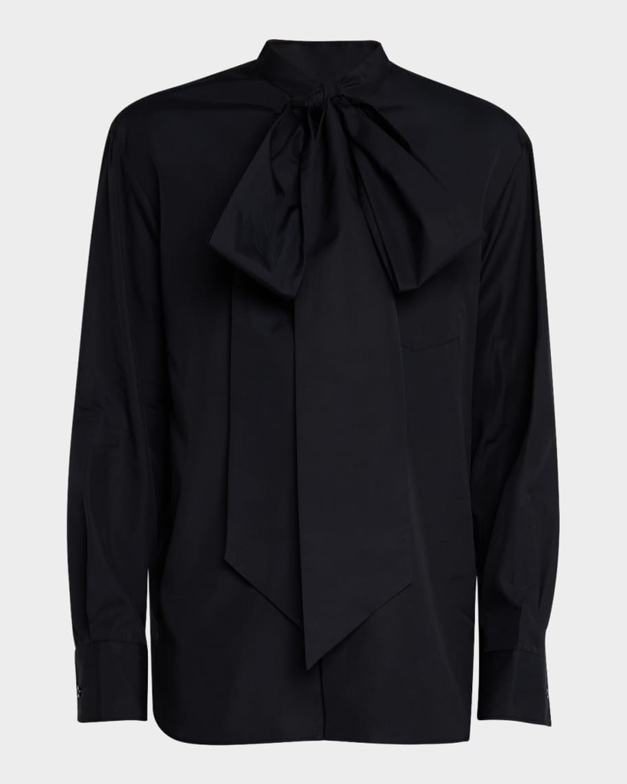 Simone Rocha Men's Easy Button-Down Shirt with Neck Bow | Neiman Marcus