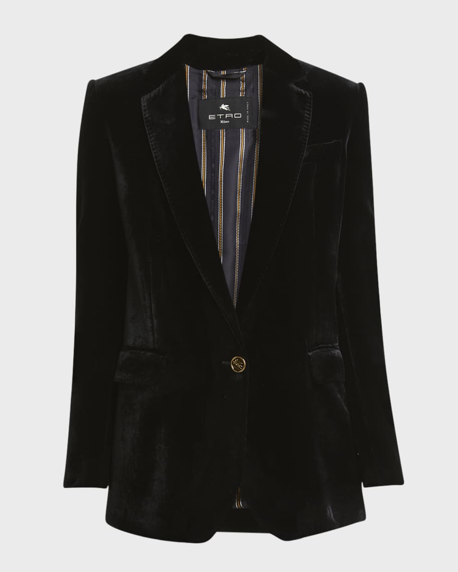 Etro Single-Breasted Velvet Blazer Jacket | Neiman Marcus