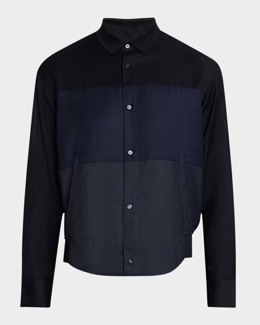 Emporio Armani Men's Twill Color Block Sport Shirt | Neiman Marcus