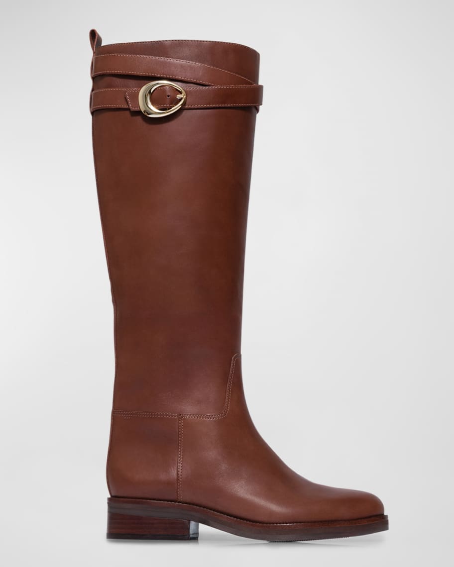 Bernardo Tanner Leather Buckle Riding Boots | Neiman Marcus