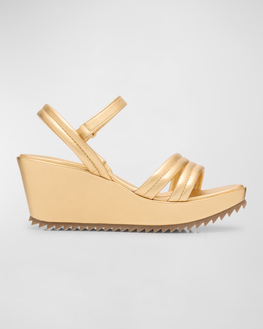 Pedro Garcia Fancy Metallic Wedge Platform Sandals | Neiman Marcus